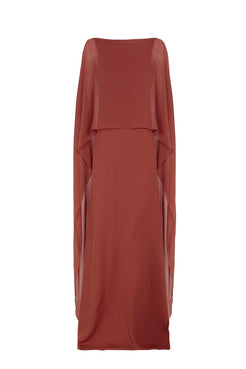 Cortana - Luana, vestido de seda rojo carmin