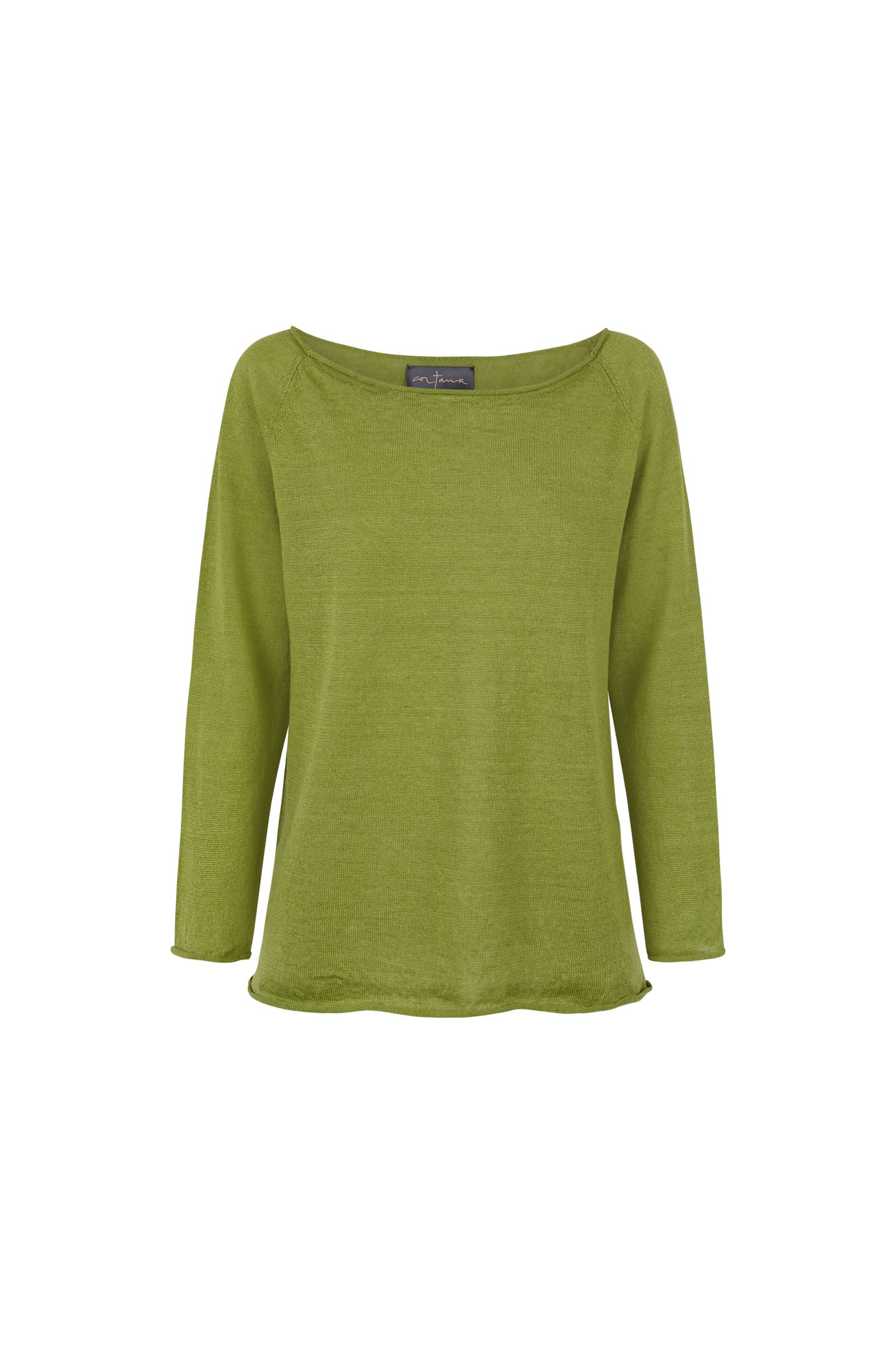 Cortana - Rinen, green linen knit jumper